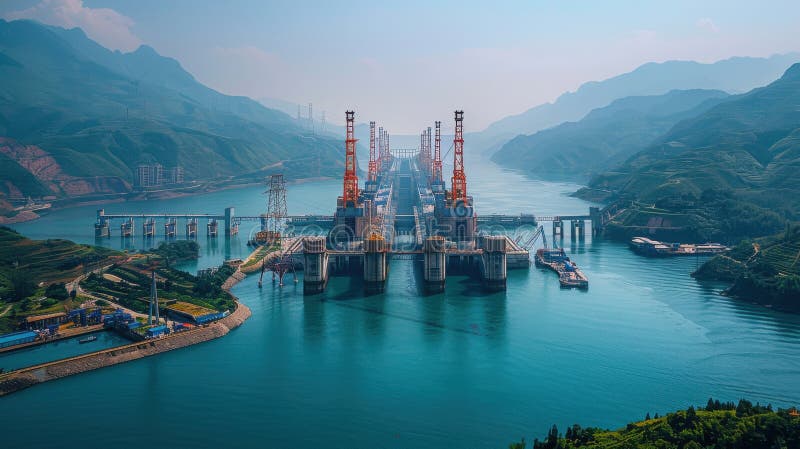 Construction of the Three Gorges Dam in China during a Clear Day ...