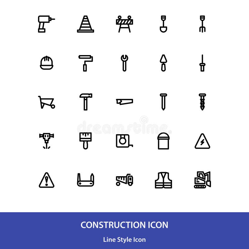 Construction and Tool Icon with Outline Style Vector Design Stock ...