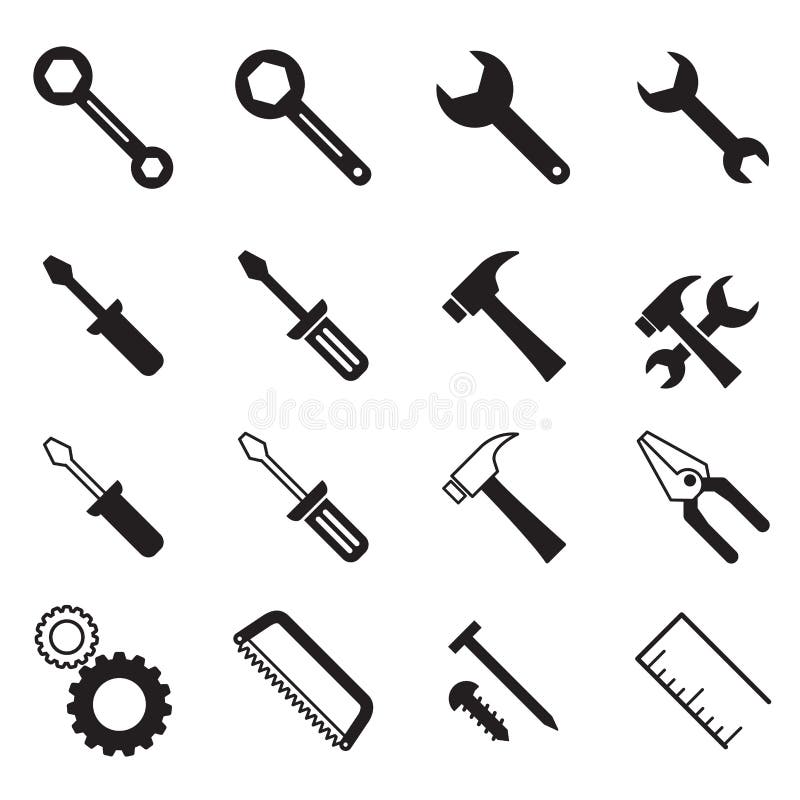 Construction Tool Icons Collection Vector Illustration Symbol Stock ...