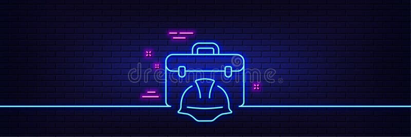 Construction Toolbox Line Icon. Architect Portfolio Sign. Neon Light ...