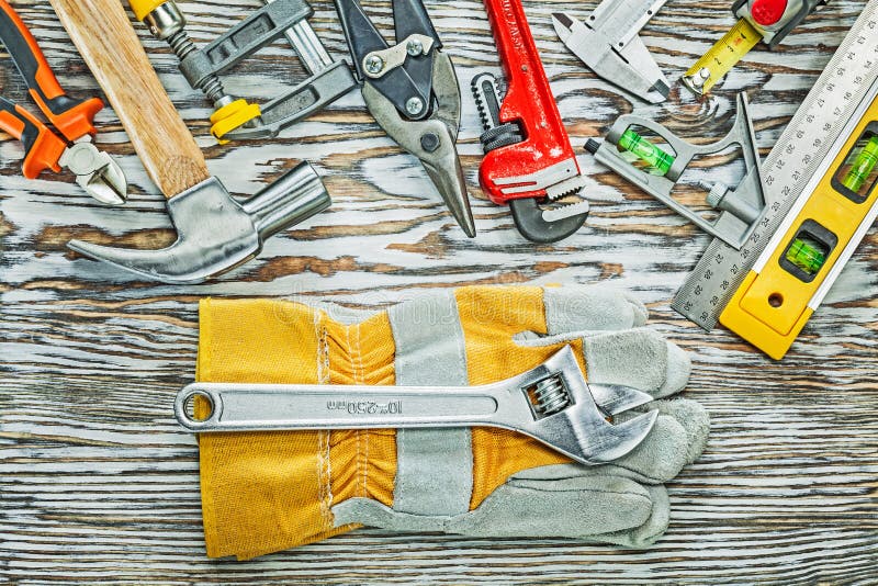 Construction Tooling for House Repairing on Wooden Board Stock Photo ...