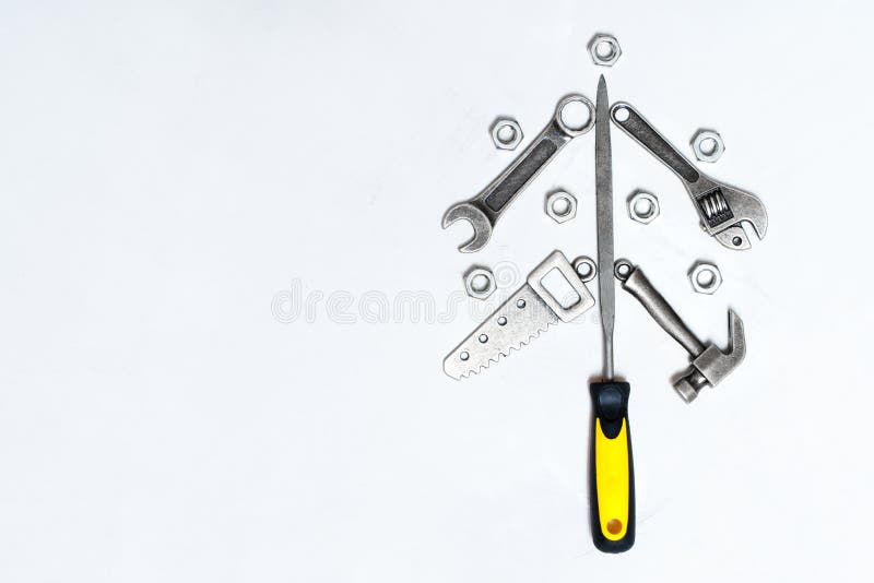 Construction Tools Arranged into a Christmas Tree Stock Photo - Image ...