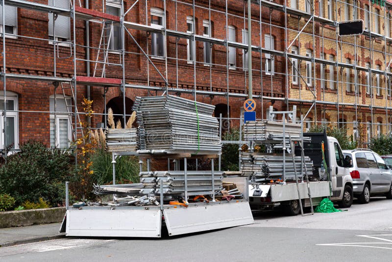 Construction Tools As Steel, Scaffold, are Prepare on Car for Building ...