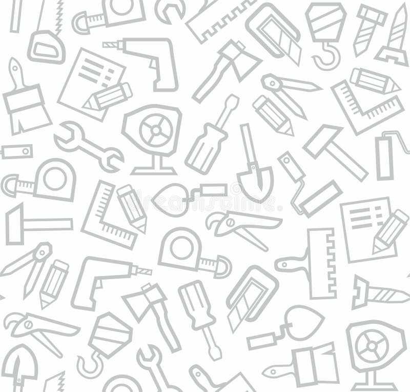 Construction Tools, Background, Seamless, White. Stock Vector ...
