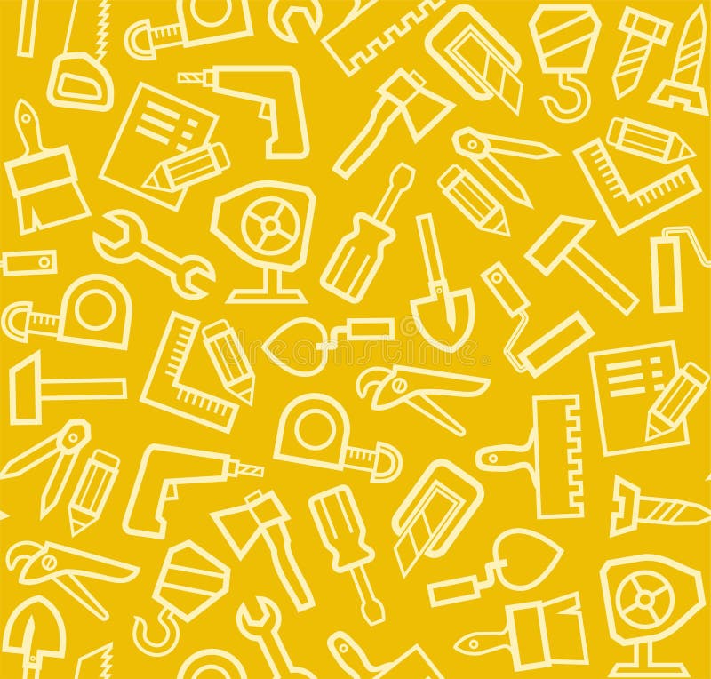 Construction Tools, Background, Seamless, Yellow. Stock Vector ...