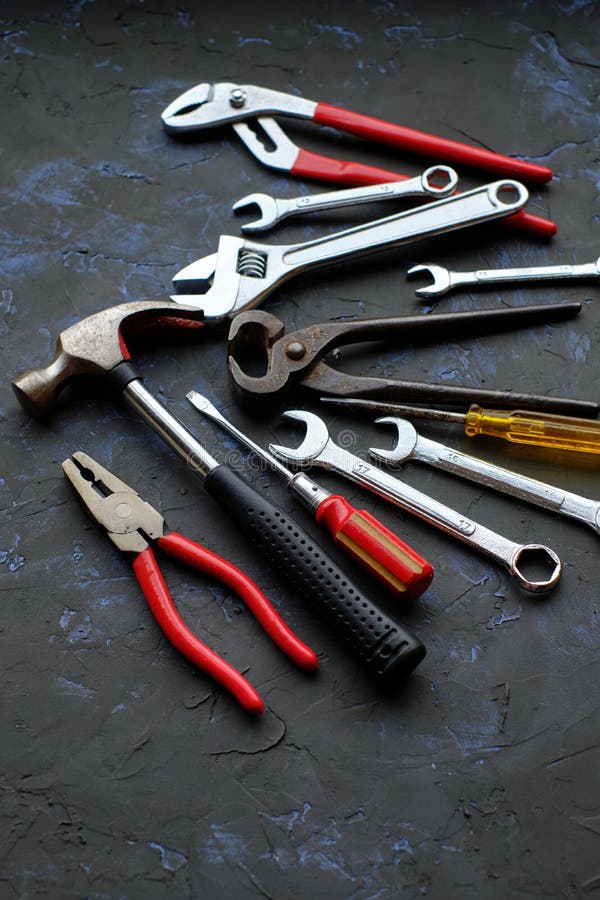 Construction Tools Background Stock Photo - Image of work, wood: 185540962