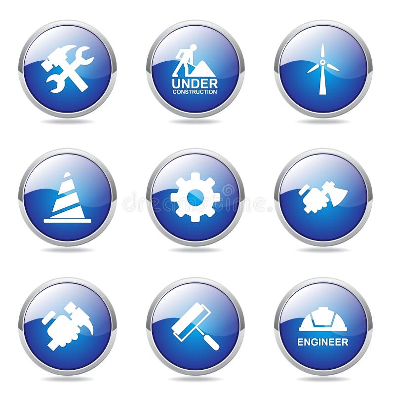 Construction Tools Blue Vector Icon Design Set 2 Stock Illustration ...