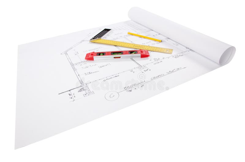 Construction Tools on a Blueprint Stock Photo - Image of drawing ...