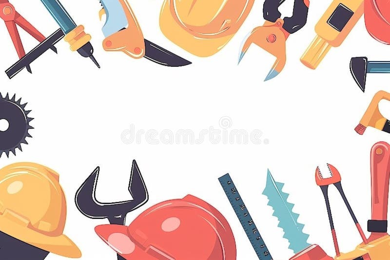 Construction Tools Border stock illustration. Illustration of labor ...