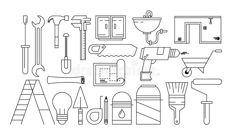 Construction Tools and Equipment Cartoons Stock Vector - Illustration ...