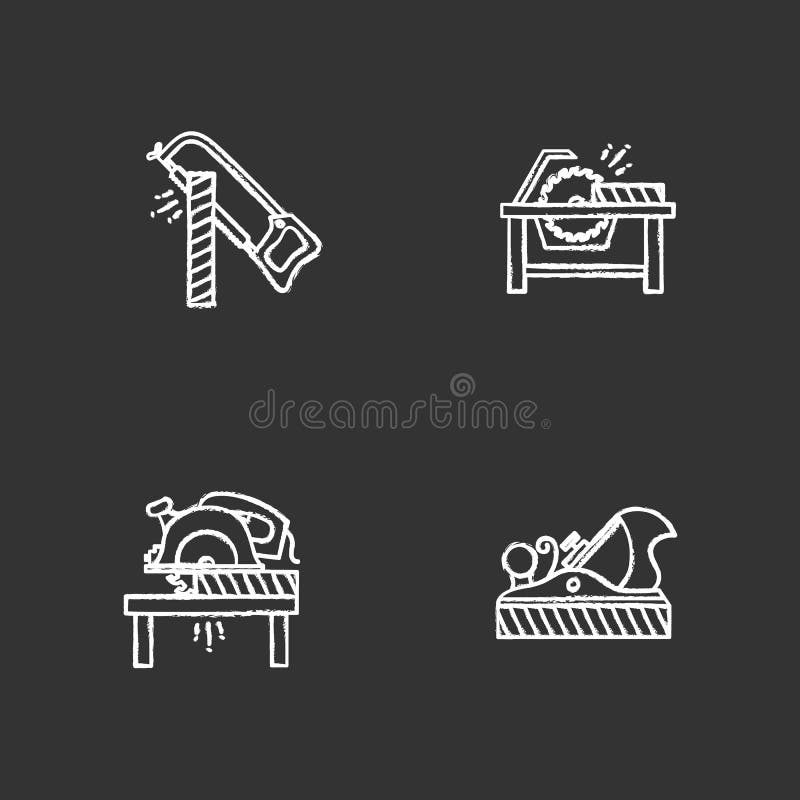 Construction Tools Chalk Icons Set Stock Vector - Illustration of ...