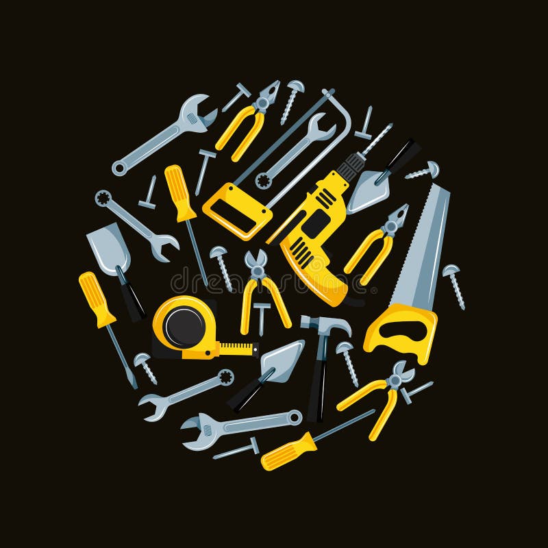 Construction tools. vector stock vector. Illustration of sign - 183713920