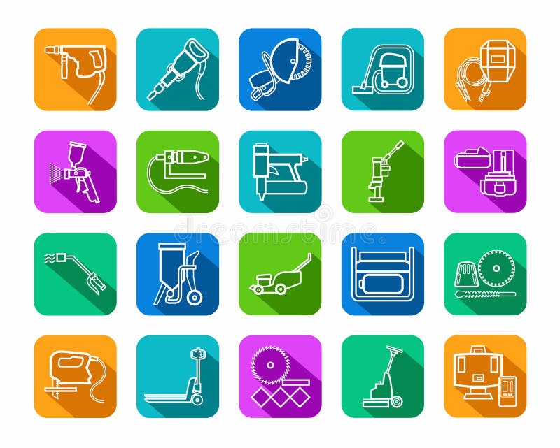 Construction Tools, Consumables, Icons, Contour, Colored. Stock Vector ...