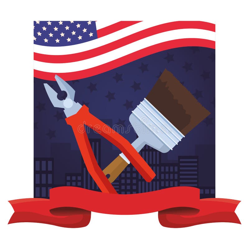 Construction Tools Crossed Cartoon Symbol Stock Vector - Illustration ...