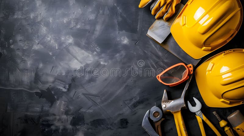 Construction Tools on Dark Background Stock Illustration - Illustration ...