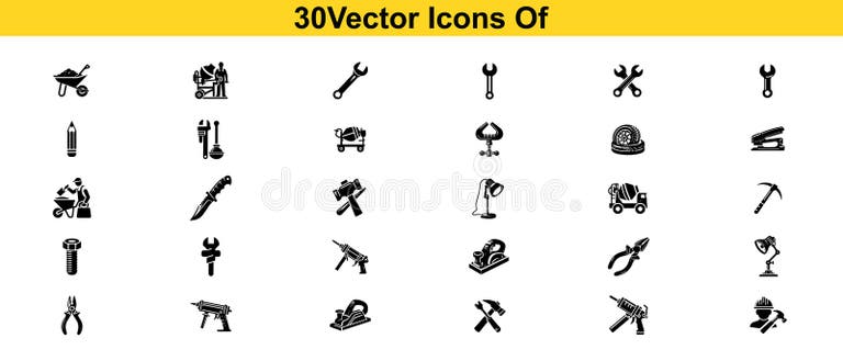 Construction Tools and Equipment Icons Stock Vector - Illustration of ...