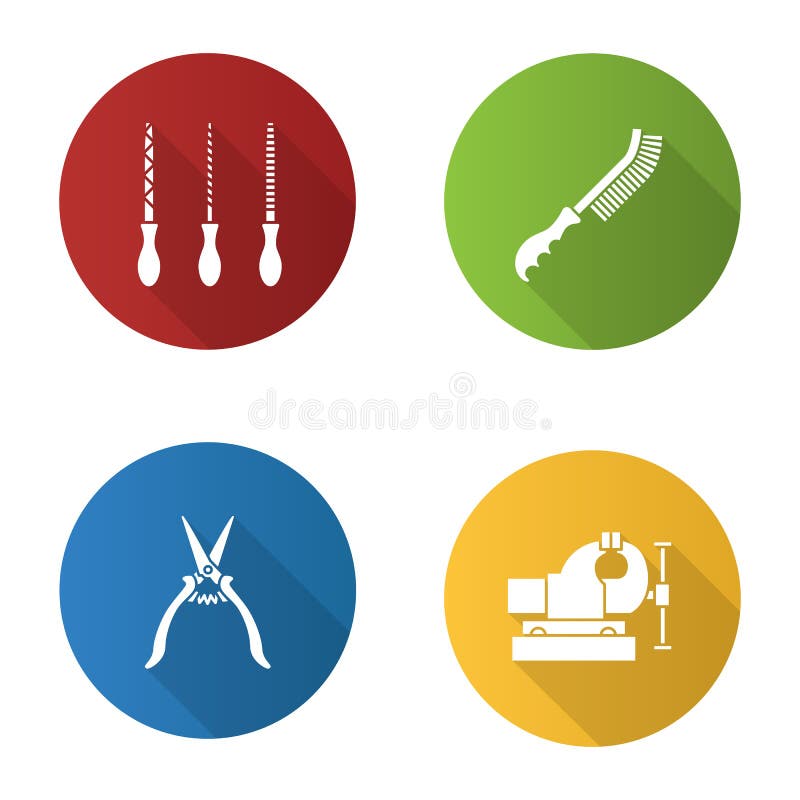 Construction Tools Flat Design Long Shadow Glyph Icons Set Stock Vector ...