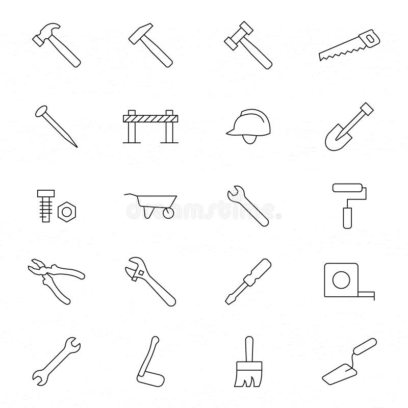 Construction and Tools Icon Set. Editable Vector Stroke Stock ...