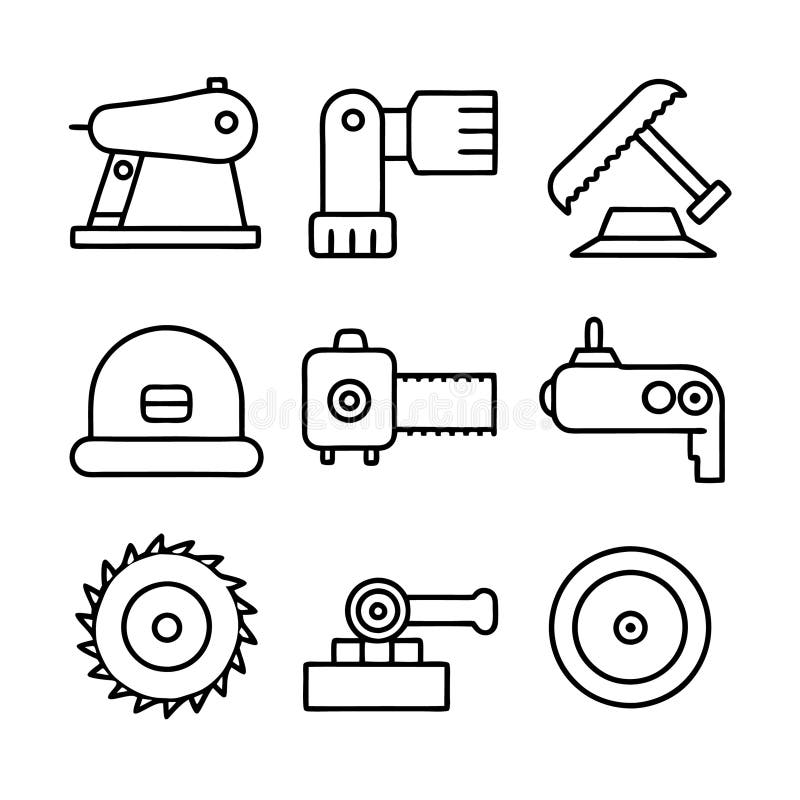Construction Tools Icon Set Simple Line Style Graphics Stock Photo ...