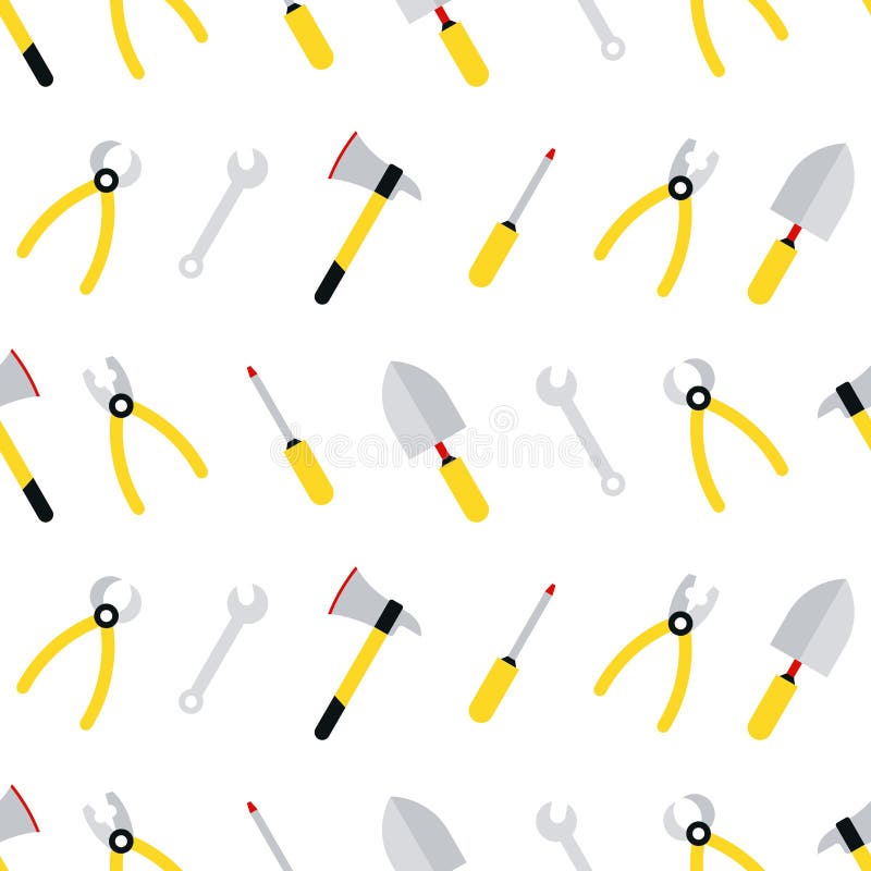 Construction Tools Icons Seamless Pattern. Hand Equipment Background in ...