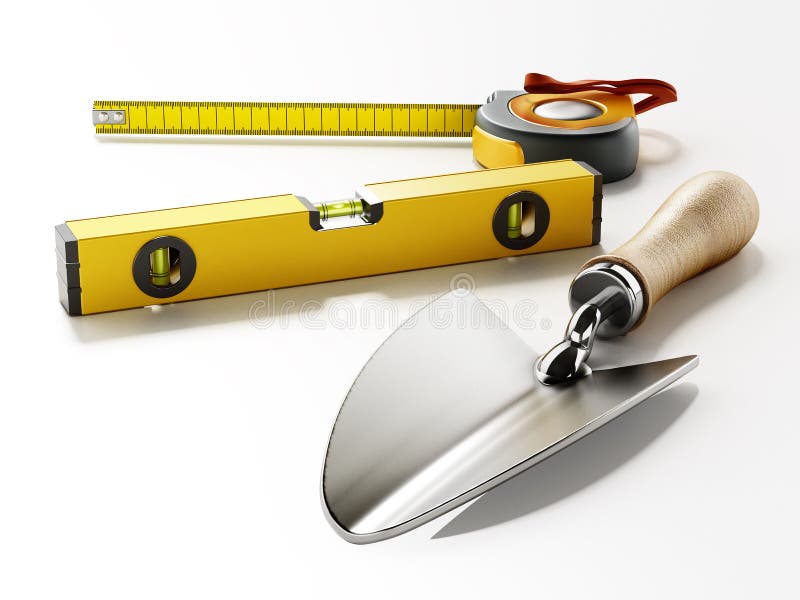 Construction Tools Isolated on White Background. 3D Illustration Stock ...