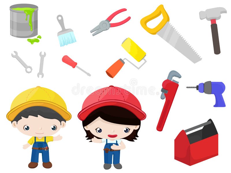 Construction Tools - Kids Set Stock Vector - Illustration of teach ...