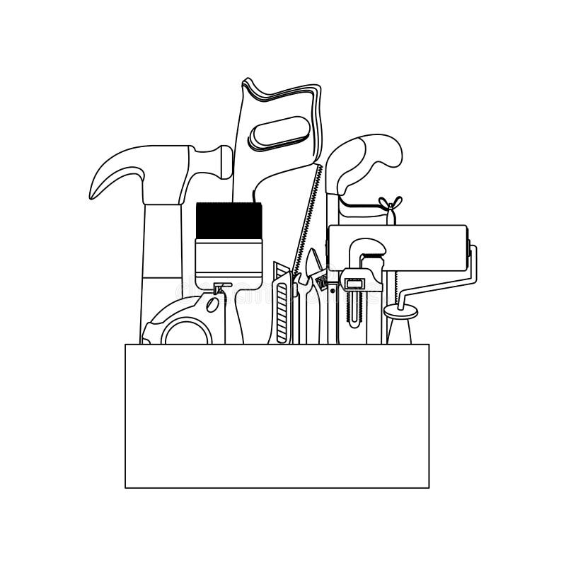 Construction tools kit stock illustration. Illustration of black - 85336028