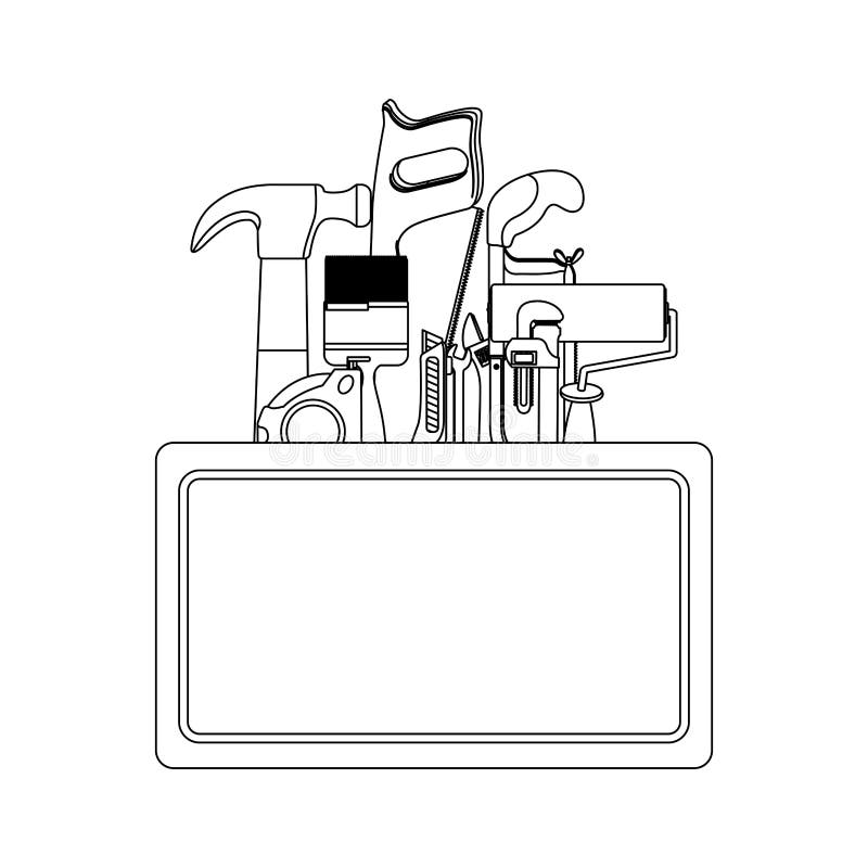 Construction tools kit stock illustration. Illustration of mechanical ...