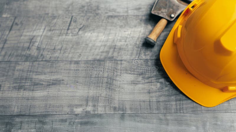 Construction Tools Laid Out on Wooden Surface Ready for Work Stock ...