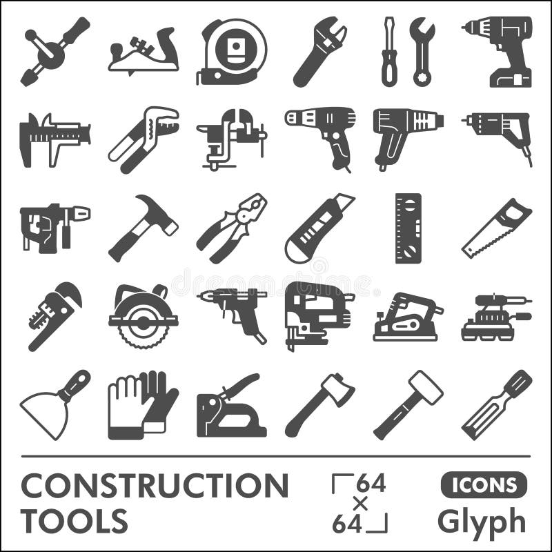 Construction Tools Line Icon Set, Building Equipment Symbols Collection ... Construction Tools Line Icon Set, Building Equipment Symbols Collection ...