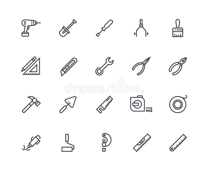 Construction Tools Line Icons. Projecting and Development Toolbox ... Construction Tools Line Icons. Projecting and Development Toolbox ...