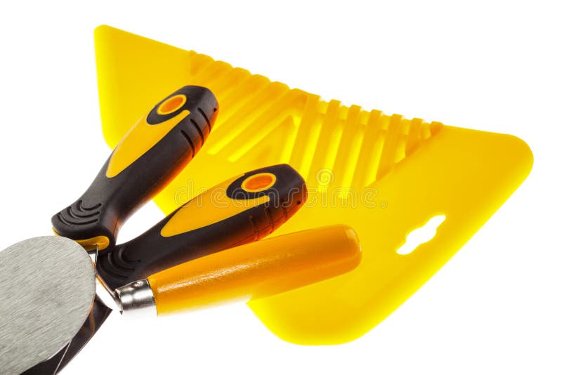 Construction (painting) Tools and Hardhat Stock Photo - Image of putty ...