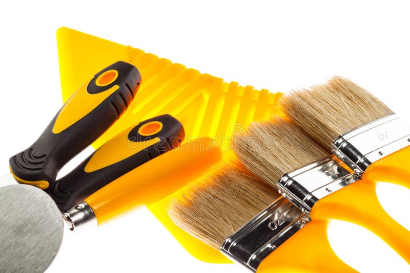 Construction (painting) Tools and Hardhat Stock Photo - Image of putty ...