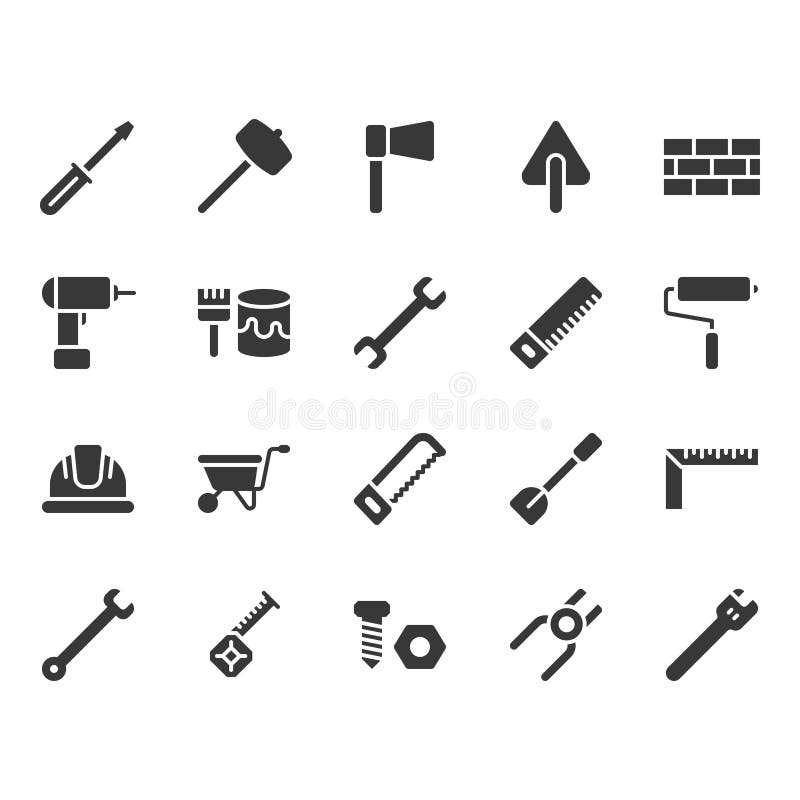 Construction Tools Related Icon Set.Vector Illustration Stock Vector ...