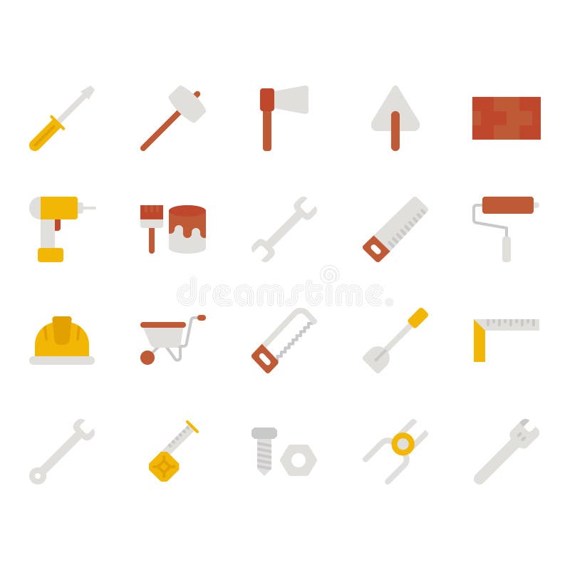 Construction Tools Related Icon Set.Vector Illustration Stock Vector ...