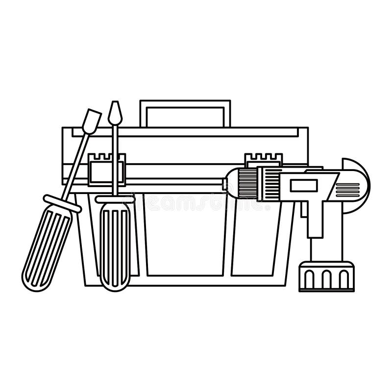 Construction Tools and Repair Equipment in Black and White Stock Vector ...