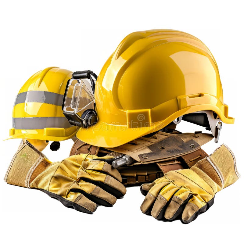 Construction Tools with Safety Gear Such As Helmets and Gloves ...