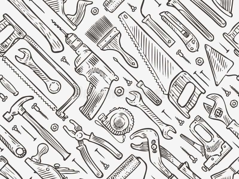 Tools Seamless Background. Construction Repairs Pattern Vector ...