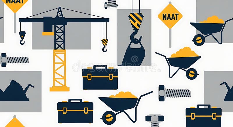 Construction Tools Seamless Pattern Stock Illustration - Illustration of wheelbarrow, vector ...