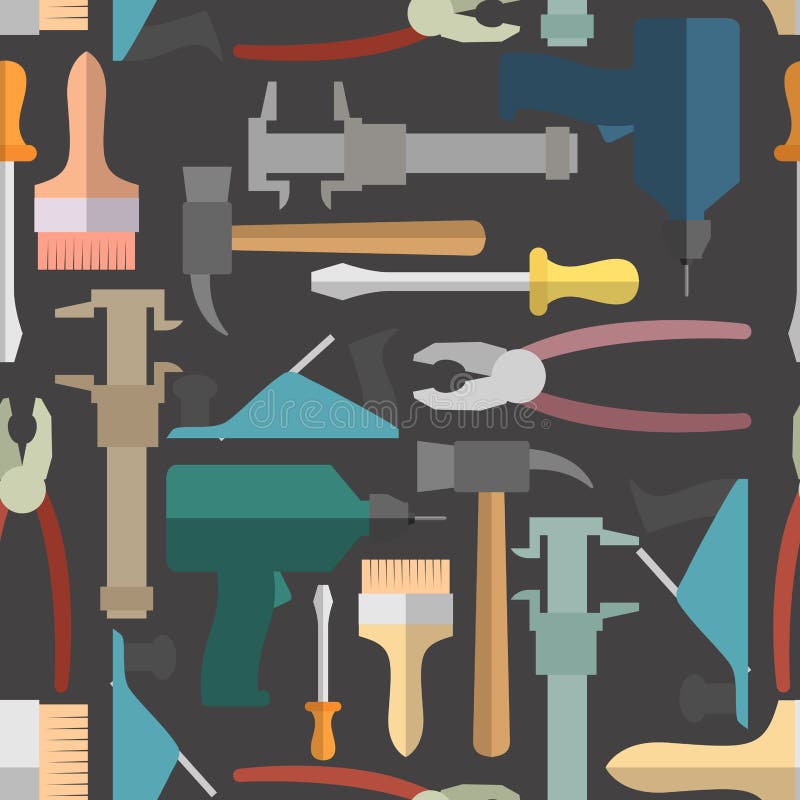Seamless Construction Hand Tools Pattern. Vector Illustration Stock ...