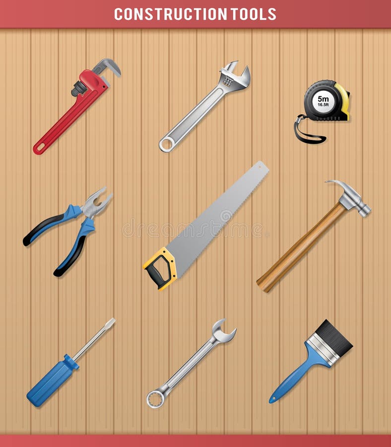 Construction Tools stock vector. Illustration of hammer - 55342429
