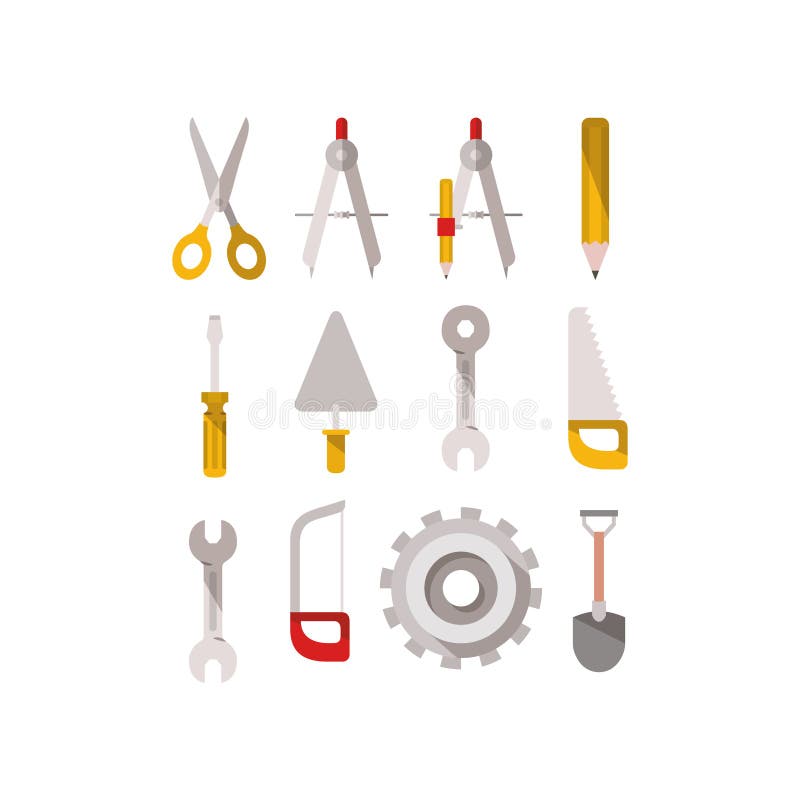 Construction Tools Set Items Stock Vector - Illustration of hardware ...