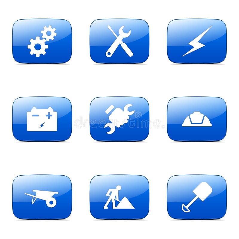 Construction Tools Square Vector Blue Icon Stock Illustration ...
