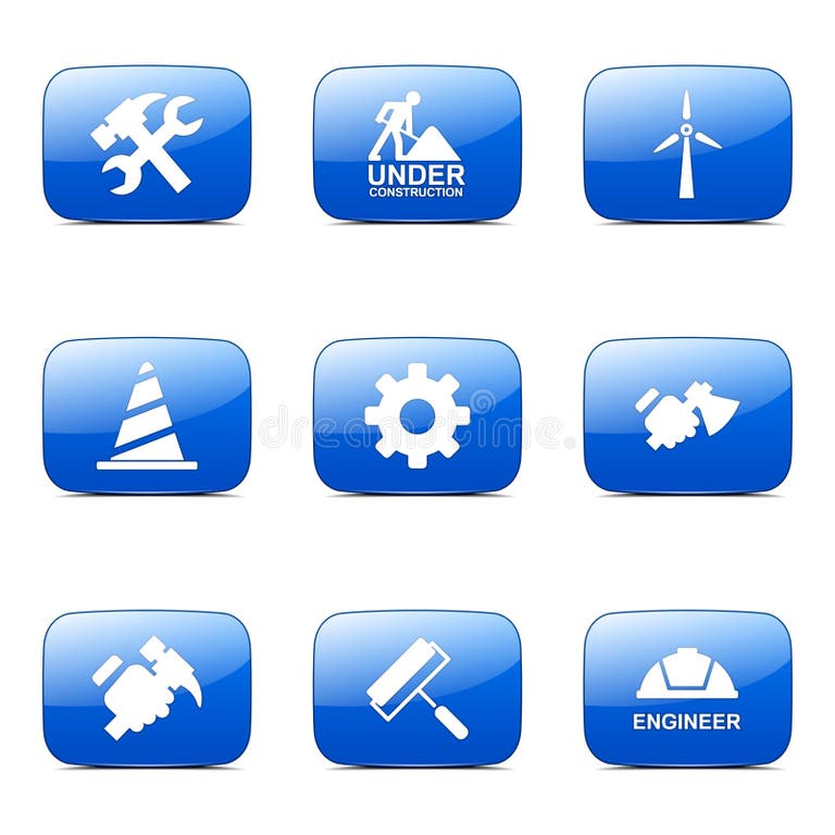 Construction Tools Square Vector Blue Icon Set 2 Stock Vector ...