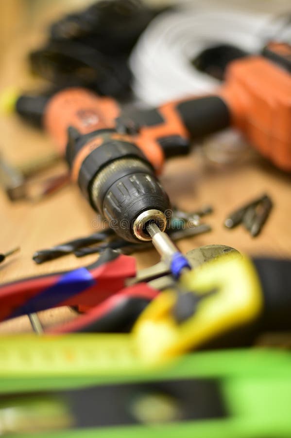 Construction and Tools on the Table Stock Image - Image of tools ...