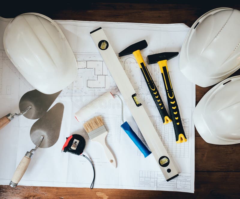 Construction Tools are on the Table. Construction Stock Photo - Image ...