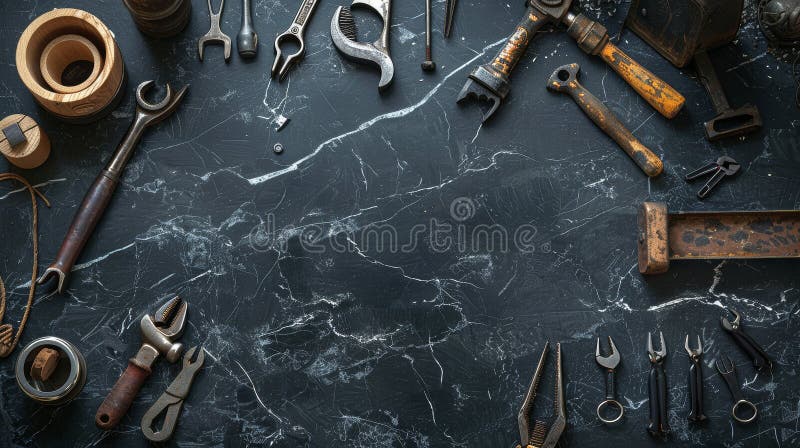 Assortment of Classic Construction Tools Elegantly Displayed on a ...