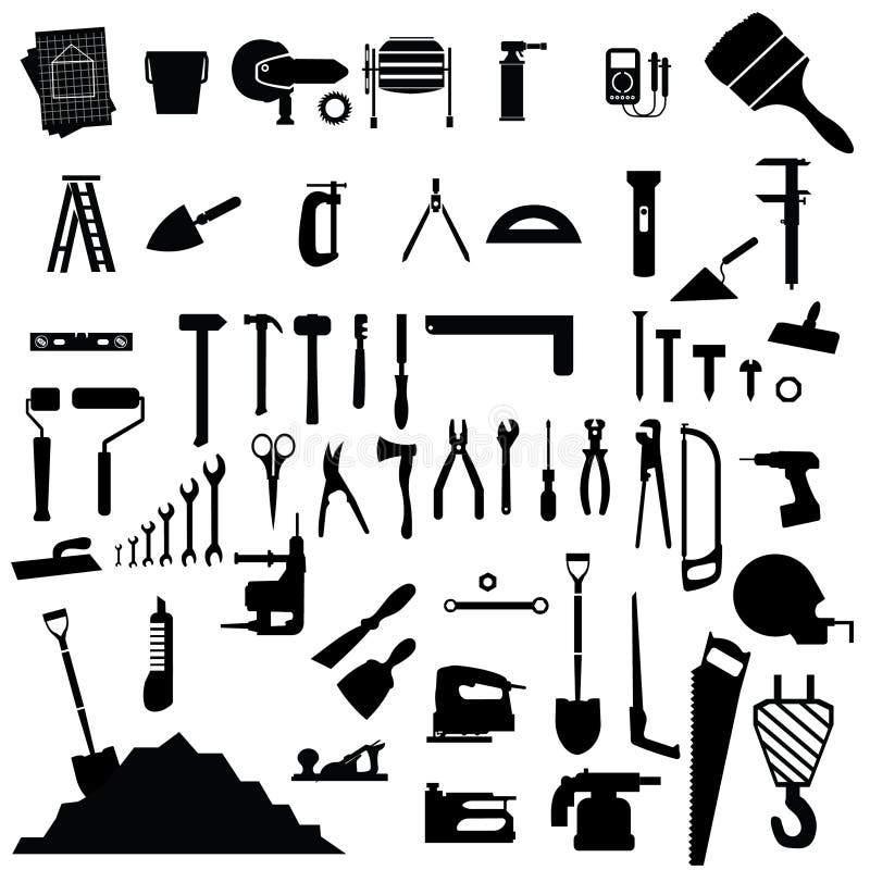 Construction Tools Vector Icons Set Stock Vector - Illustration of icon ...