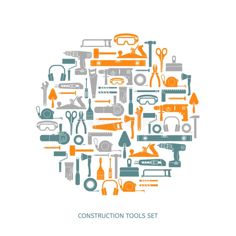 Construction Tools Vector Icons Set Stock Vector - Illustration of ...