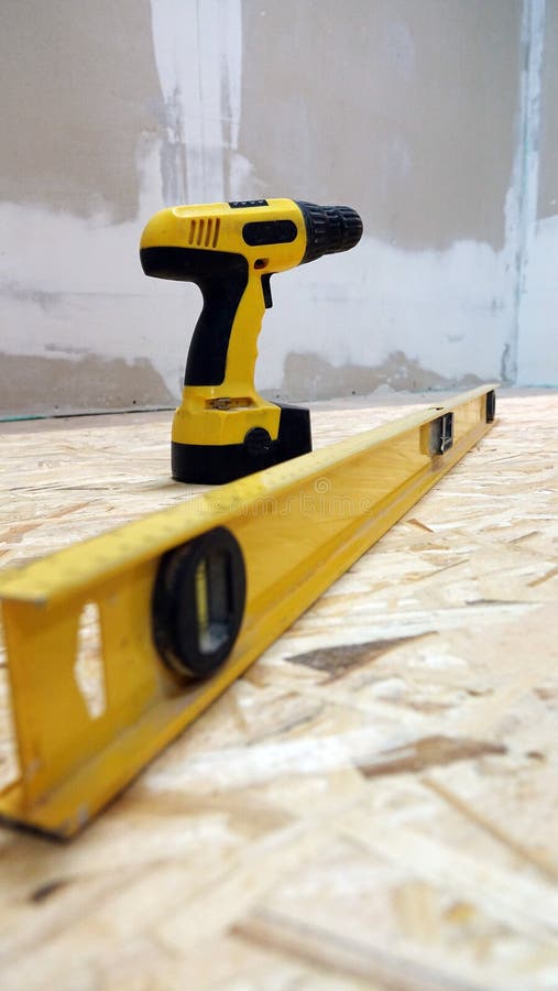 Construction Tools Yellow . Bubble Level. Business Concept. Stock Photo ...